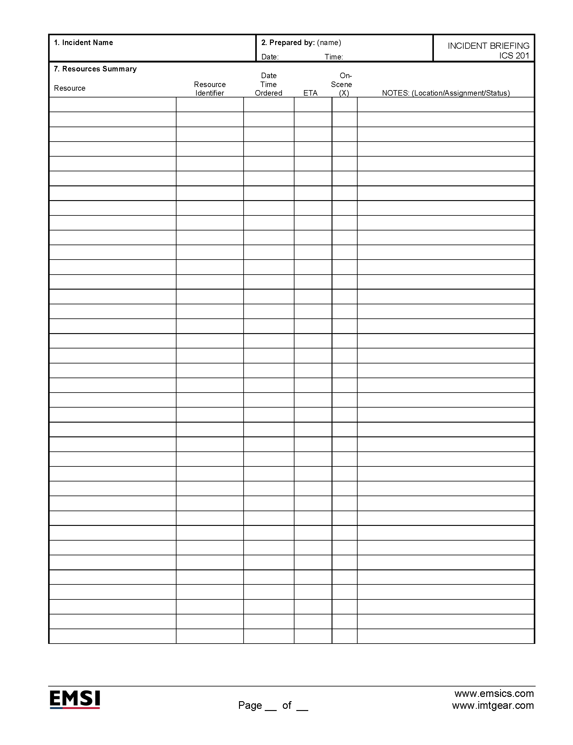 ICS-201 Incident Briefing Page 4 Poster